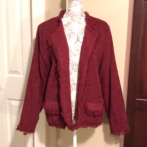 Graff Wear | Jackets & Coats | Graff Wear Burgundy Frayed Tweed Jacket ...